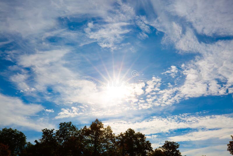 Bright Sun with Blue Sky, Autumn Stock Photo - Image of spring, heat ...