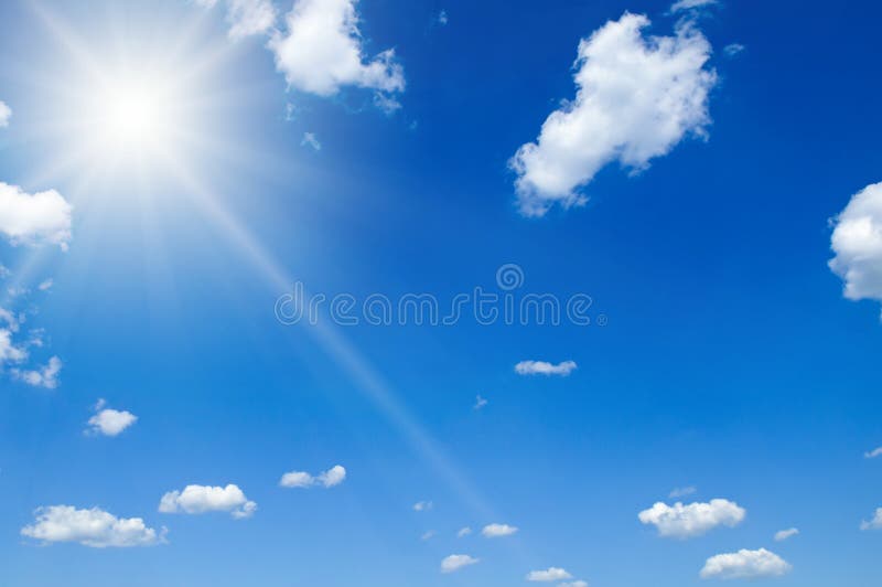 Bright Sun, Blue Sky and Light Clouds Stock Photo - Image of nature ...