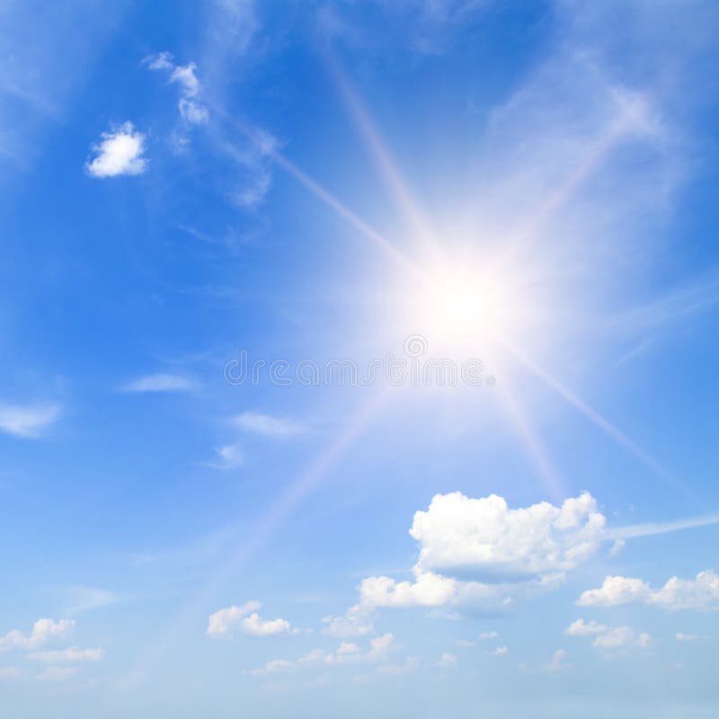 Bright Sun, Blue Sky and Light Clouds Stock Photo - Image of heaven ...