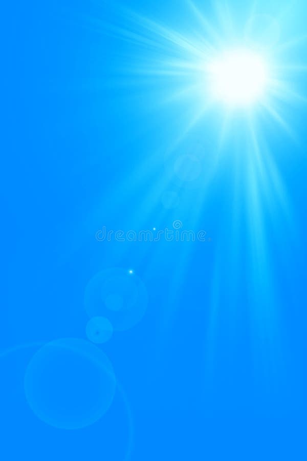 Bright Sun on Blue Sky. Bright Midday Sun on the Blue Sky Stock Photo ...