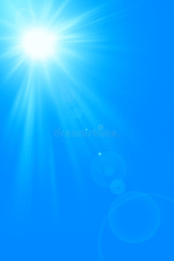 Bright Sun on Blue Sky. Bright Midday Sun on the Blue Sky Stock Image ...