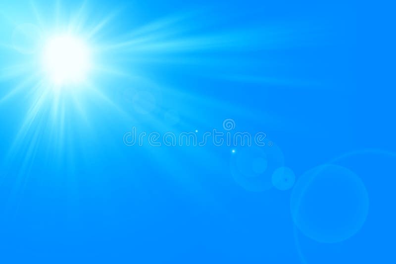 Bright Sun on Blue Sky. Bright Midday Sun on the Blue Sky Stock Photo ...