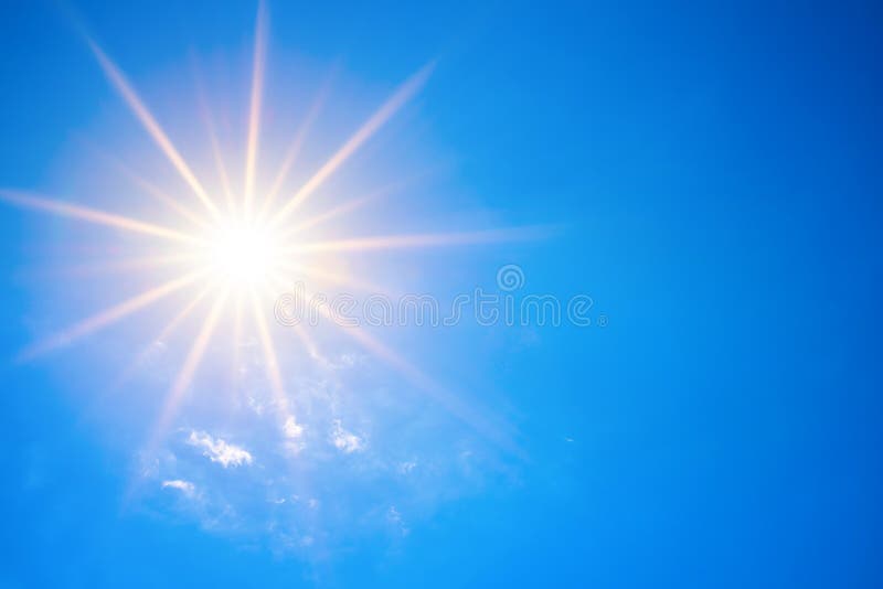 Bright sun on blue sky stock photo. Image of beautiful - 137693244
