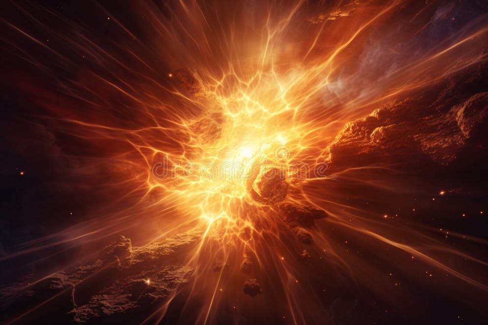 .Bright Sun Explosion in Space. Supernova Sci-Fi Concept Stock ...