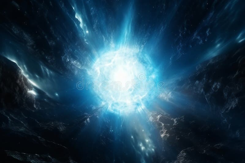 .Bright Sun Explosion in Space. Supernova Sci-Fi Concept Stock ...