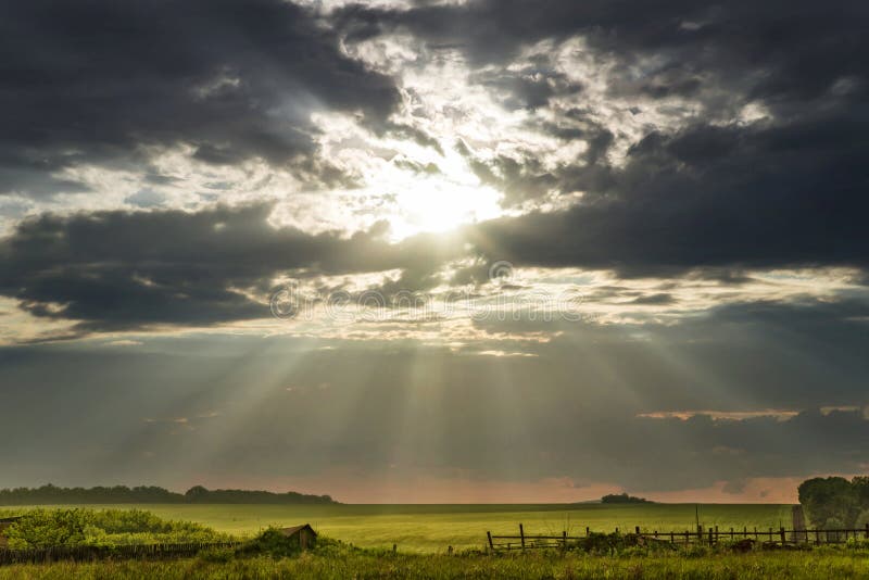 The Bright Sun Lights a Rural Landscape Stock Photo - Image of colors ...