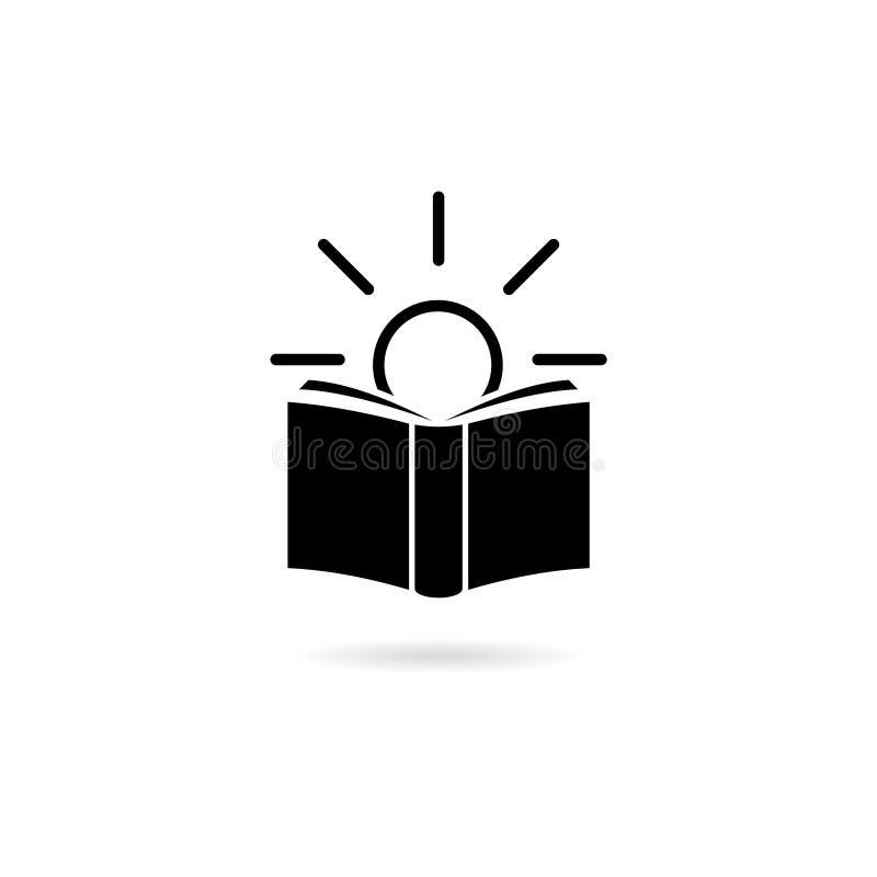 Bright Sun in an Open Book for Logo Design Illustration Stock ...