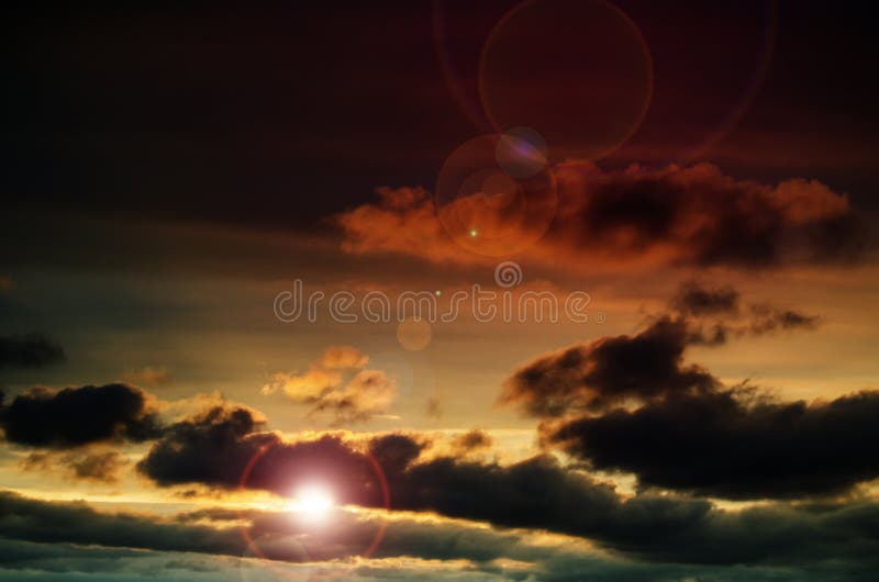 Bright Sun in the Orange Sky Stock Image - Image of daylight, dark ...