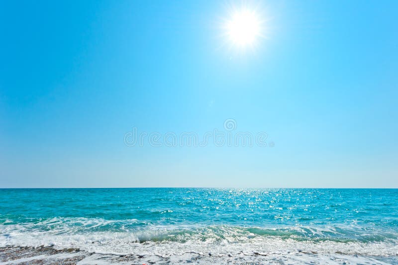 Bright sun over blue sea stock photo. Image of pacific - 36458710