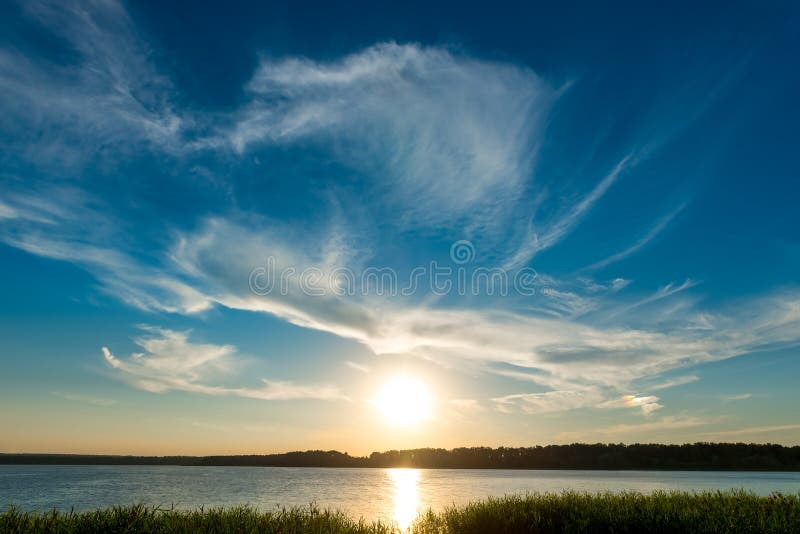 Bright sun over the lake stock image. Image of scenics - 43126391