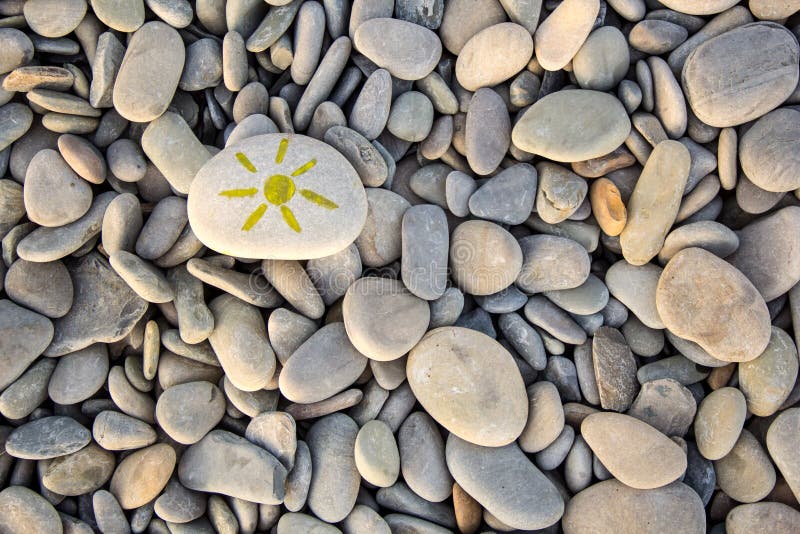 Bright Painted on Pebble. Pebbles and Sea Background Stock Photo ...