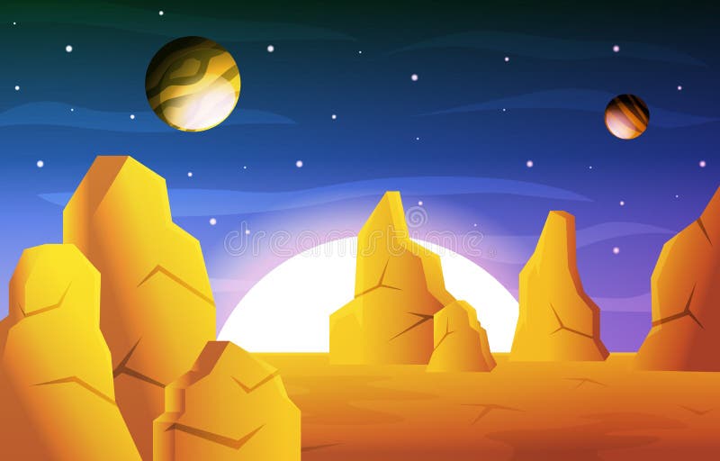 Bright Sun Planet Star Sky Space Universe Exploration Illustration ...