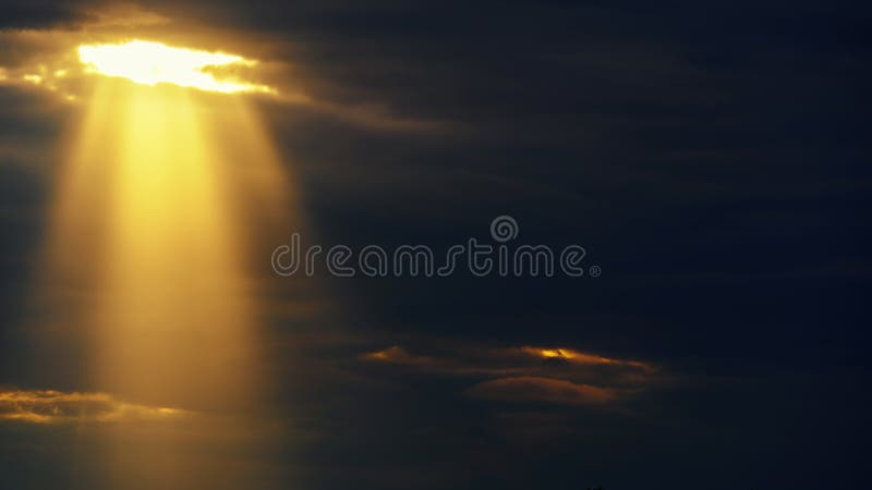 Bright Sun Ray through Dark Dramatic Sky with Storm Clouds, Extreme ...