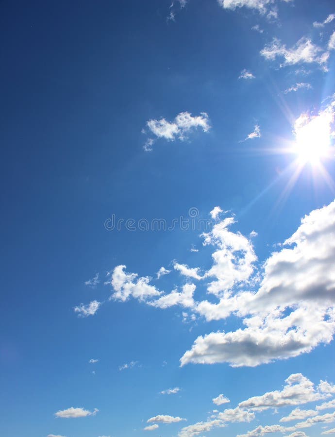 Bright Sun with Rays in the Blue Sky Stock Photo - Image of clear ...