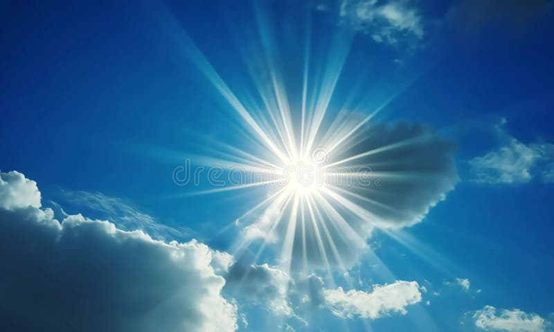 Bright Sun Rays Burst through Cloudscape Sky Background, Nature Imagery ...