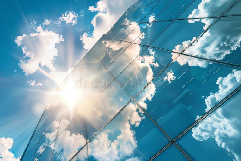 Bright Sun Rays Reflecting Off a Glass-fronted Building. Stock Image ...