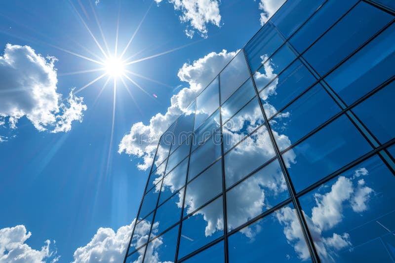 Bright Sun Rays Reflecting Off a Glass-fronted Building. Stock Photo ...