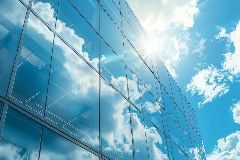 Bright Sun Rays Reflecting Off a Glass-fronted Building. Stock Photo ...