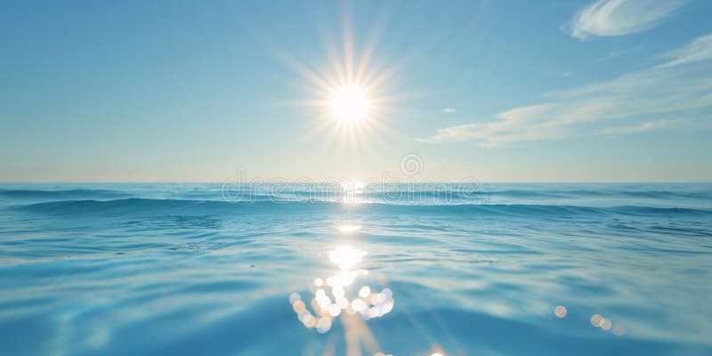 The Bright Sun Reflects on the Shimmering Blue Ocean Water Stock Photo ...