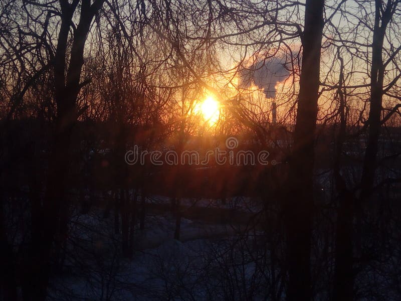 Bright Sun. Sun Set Dawn Sun Unusual Rays from the Sun Stock Image ...