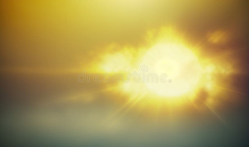 A Bright Sun Shines Brightly in the Dark Night Sky Stock Illustration ...