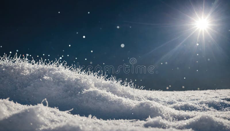 A Bright Sun Shines Down on a Field of Freshly Fallen Snow on a Winter ...