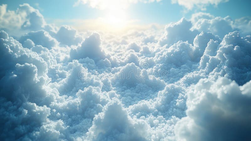 A Bright Sun Shines through Puffy White Clouds, a Beautiful Day Scene ...