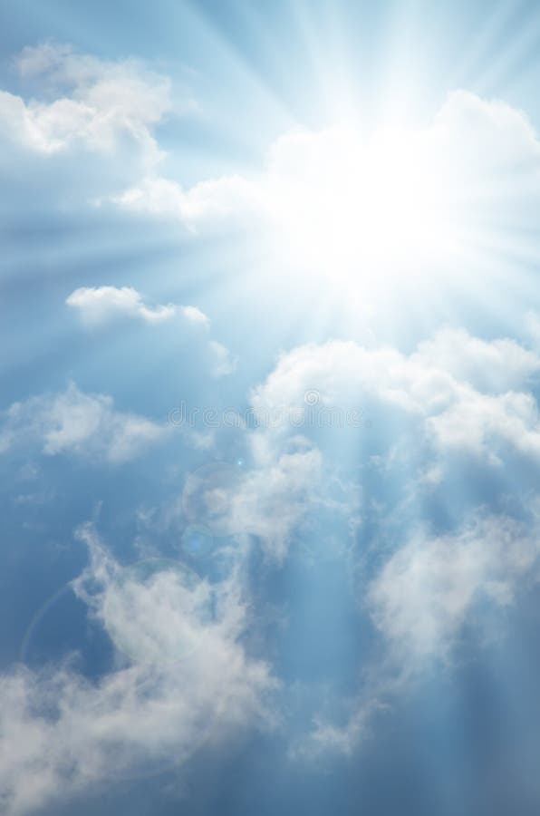 Bright Sun Shines among the White Clouds Stock Photo - Image of ...