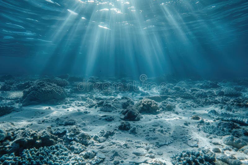 The Bright Sun is Shining Beautifully through the Water in the Ocean ...