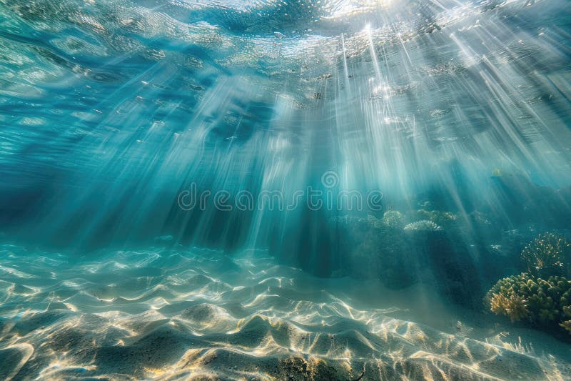 The Bright Sun is Shining Beautifully through the Water in the Ocean ...