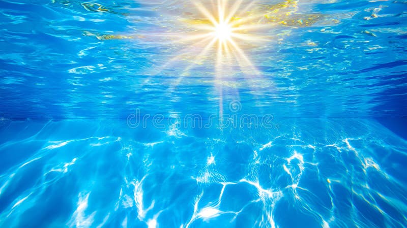 A Bright Sun Shining through the Water of a Swimming Pool Stock Image ...