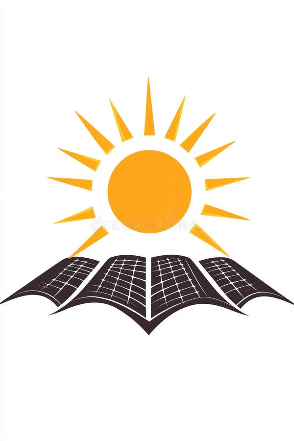 Bright Sun and Solar Panel Logo for Renewable Energy Concept Stock ...