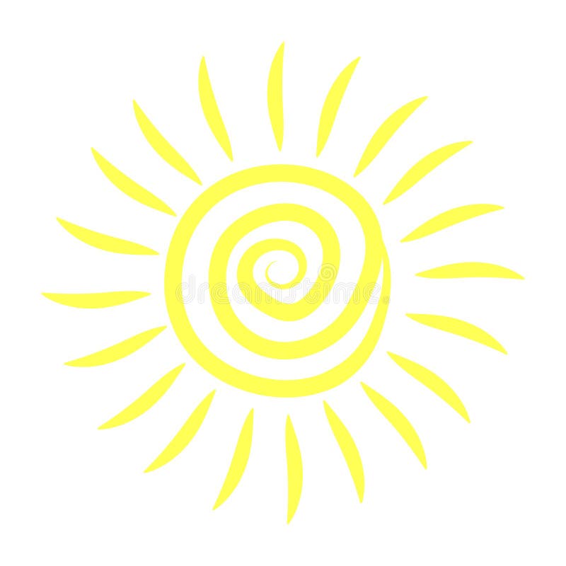 Bright Sun Vector on White Background, Minimalistic Stylized Sketch of ...