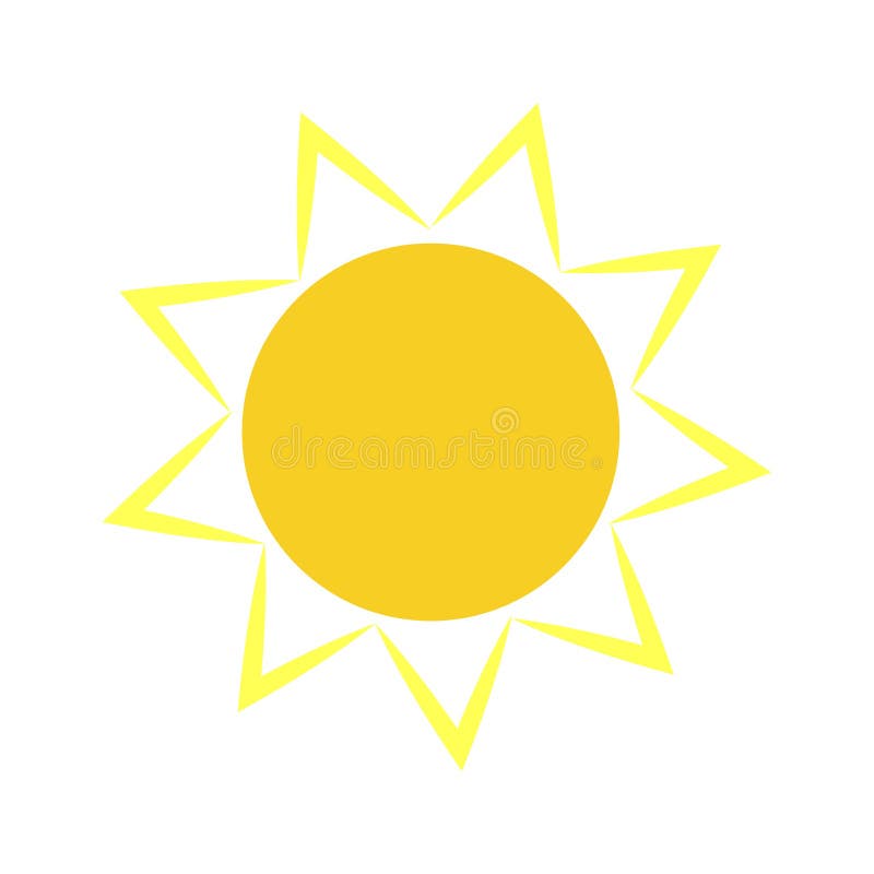 Bright Sun Vector on White Background, Minimalistic Stylized Sketch of ...