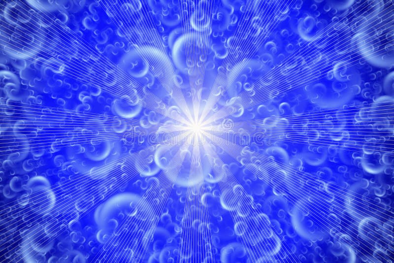 Bright Sun View through Blue Water Bubbles Stock Illustration ...