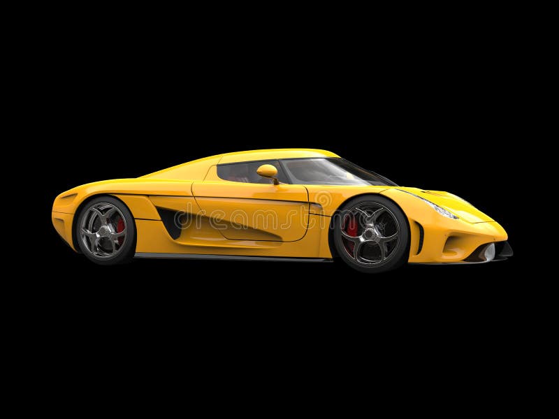 Stunning Sun Yellow Sports Car - Side View Stock Illustration ...