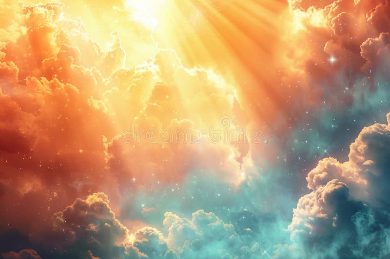 A Bright Sunbeam Breaks through the Clouds, with a Hint of Blue Sky ...