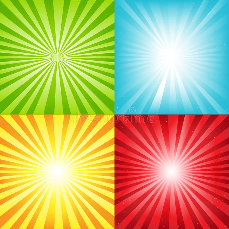 Bright Sunburst Background with Beams and Stars Stock Vector ...
