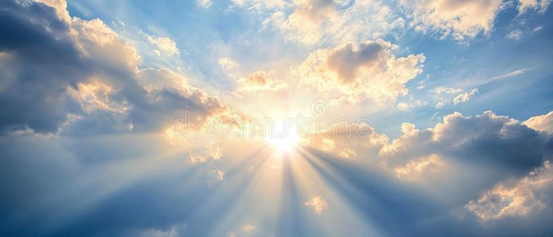 Bright Sunlight Breaking through Clouds Creates Serene Atmosphere ...