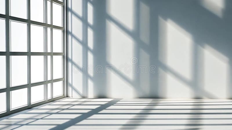 Bright Sunlight is Casting Geometric Shadows from a Large Window with a ...