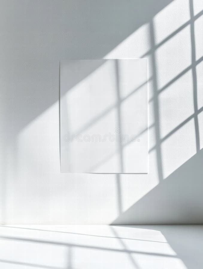 Bright Sunlight Casting Geometric Shadows on a Pristine White Sheet of ...
