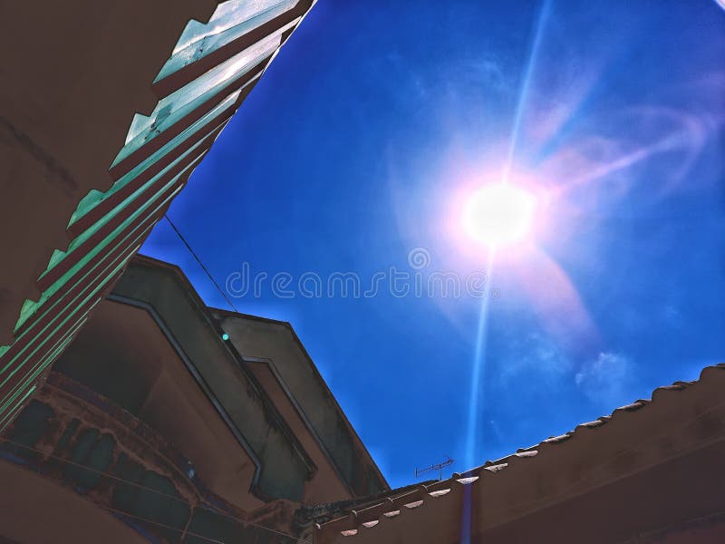 Bright Sunlight during the Day Stock Photo - Image of blue, rooftop ...