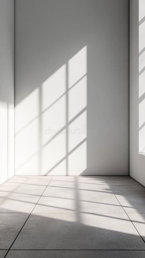Bright Sunlight Filtering Across White Walled Interior, Casting Long ...