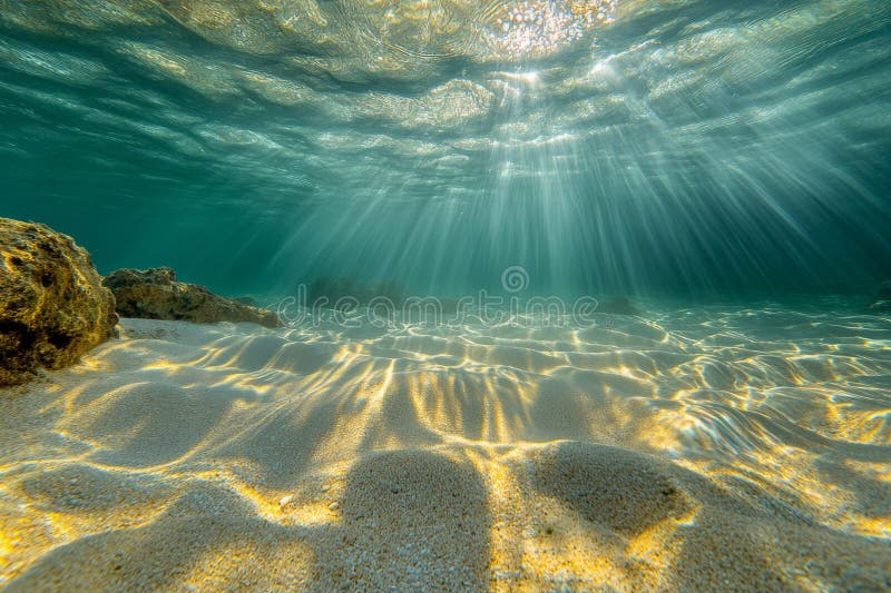 Bright Sunlight Filters through Clear Ocean Water Creating Serene ...