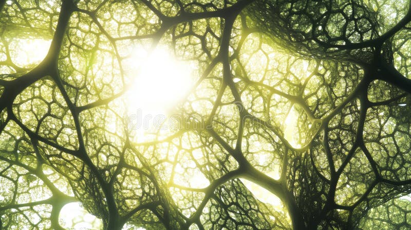 Bright Sunlight through Green Leaf Networked Structure Photographing ...