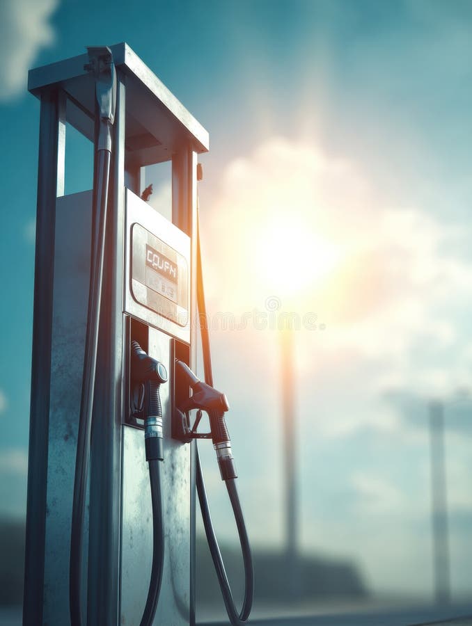 Clean Fuel Pump with Digital Display Under Bright Sunlight Showcasing ...