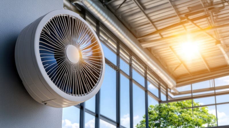 Bright Sunlight Illuminates a Fan-shaped Air Vent Set in the Ceiling of ...