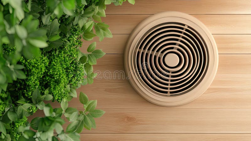 Bright Sunlight Illuminates a Fan-shaped Air Vent Set in the Ceiling of ...