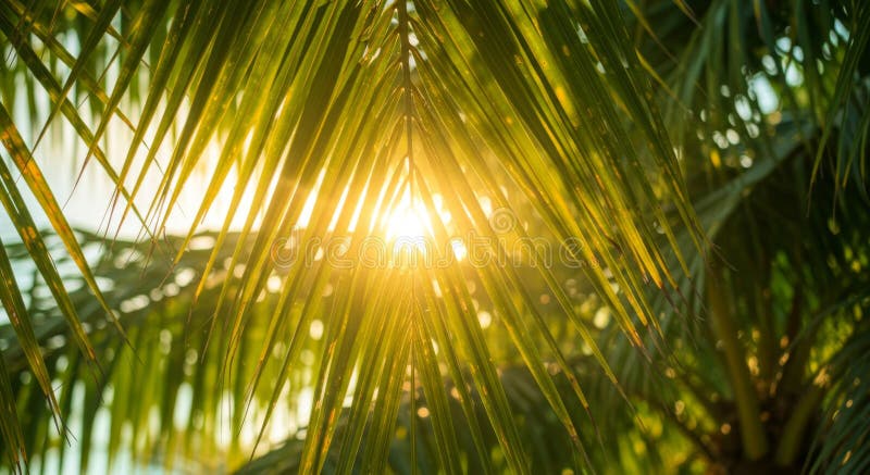 Bright Sunlight through Palm Fronds Stock Illustration - Illustration ...