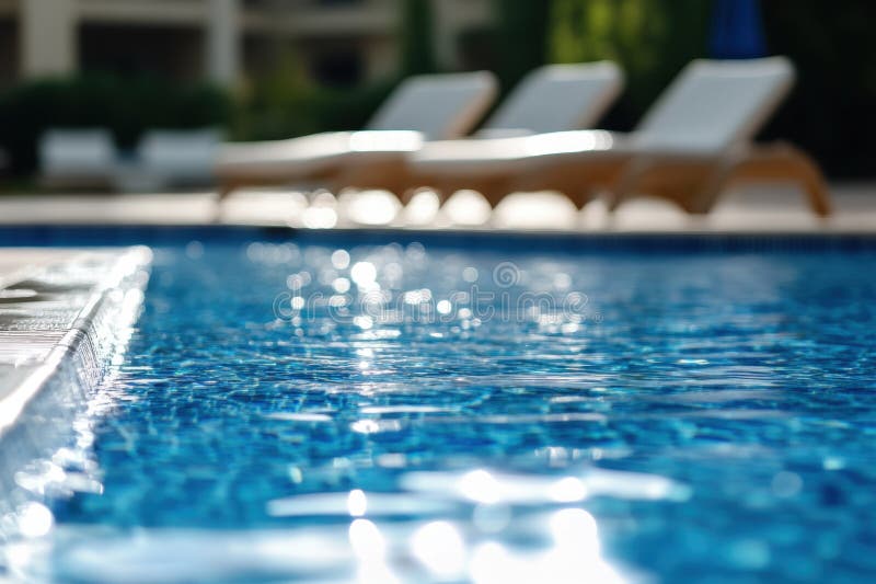 Relaxing by the Pool with Lounge Chairs and Sunlight Reflecting on the ...